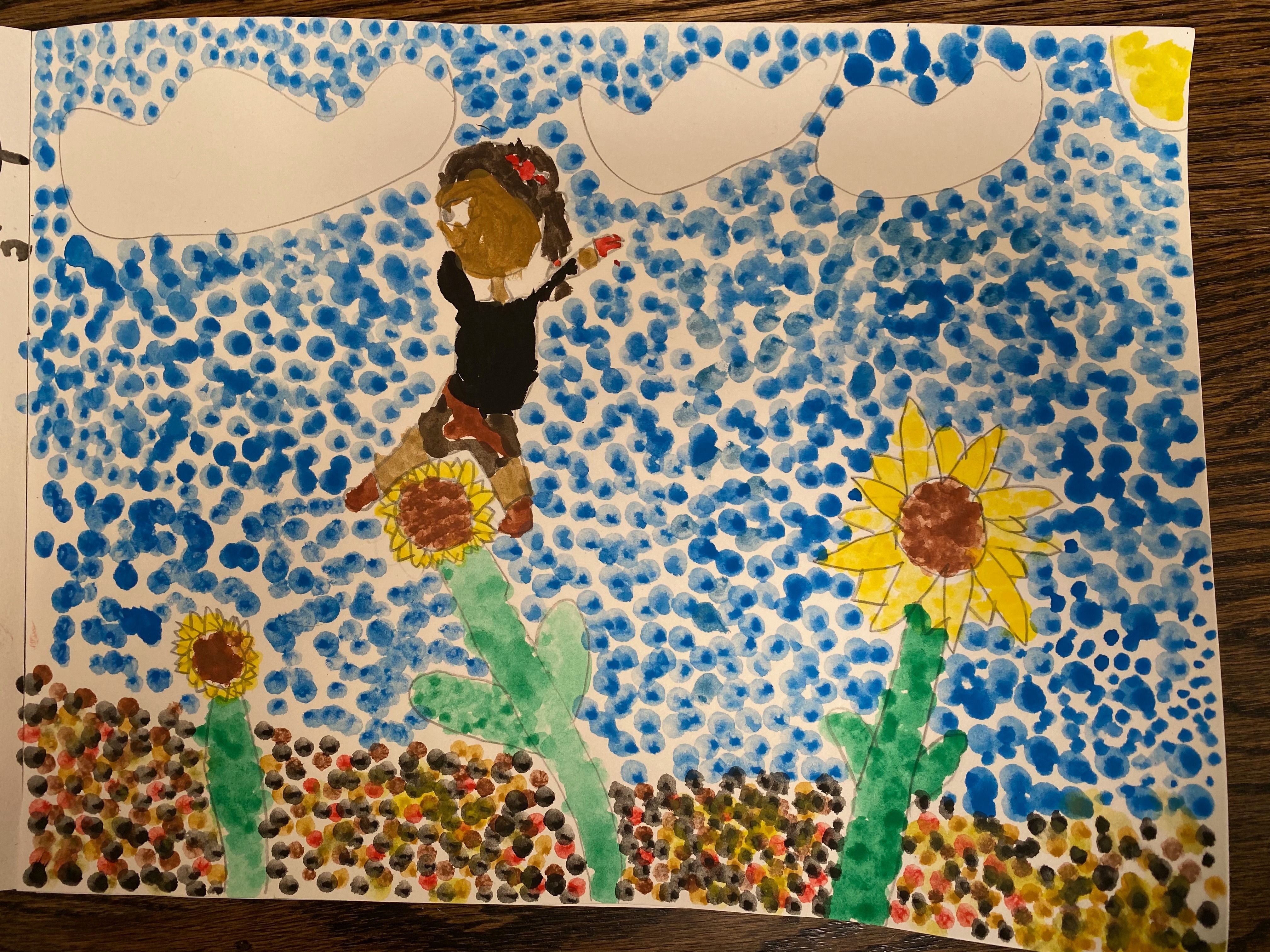 "Spot on" Sunflower Pointillism Painting or Drawing Inspired by George ...