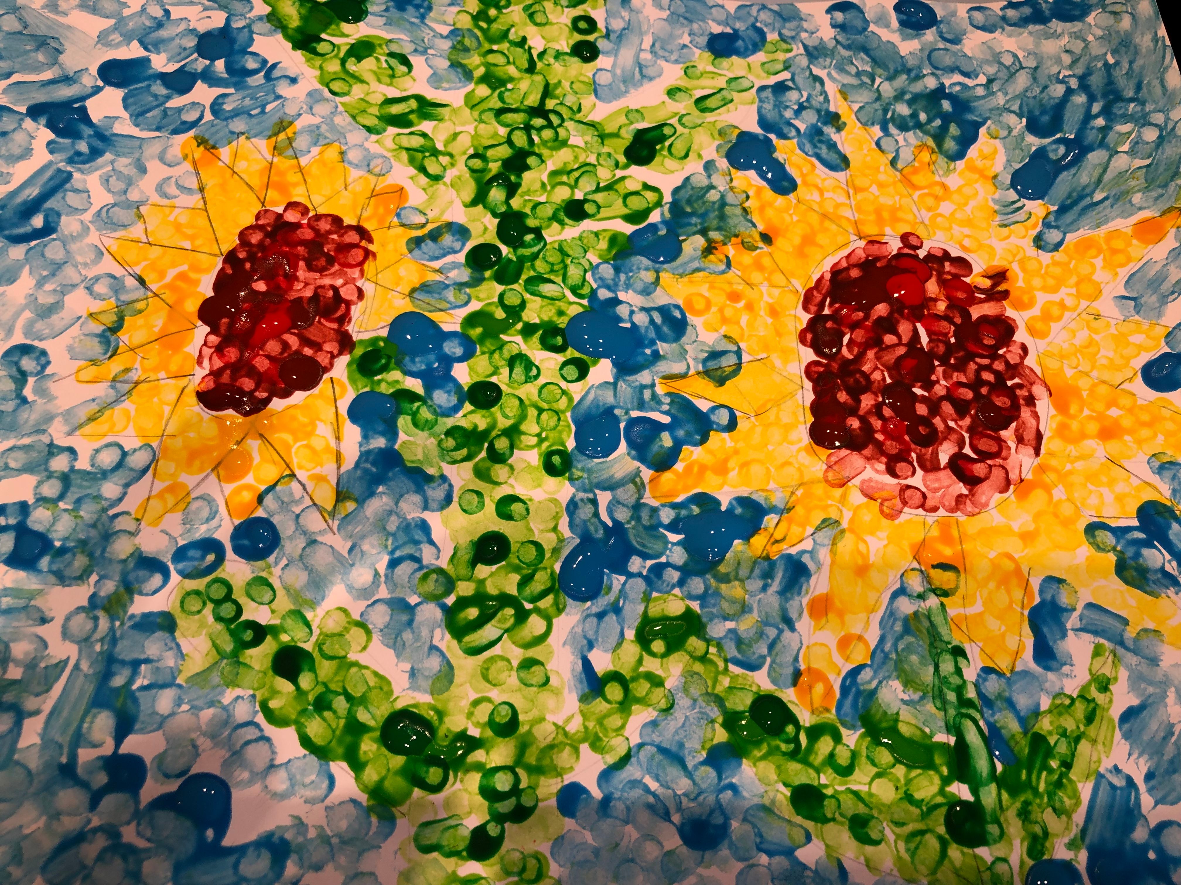 "Spot on" Sunflower Pointillism Painting or Drawing Inspired by George ...