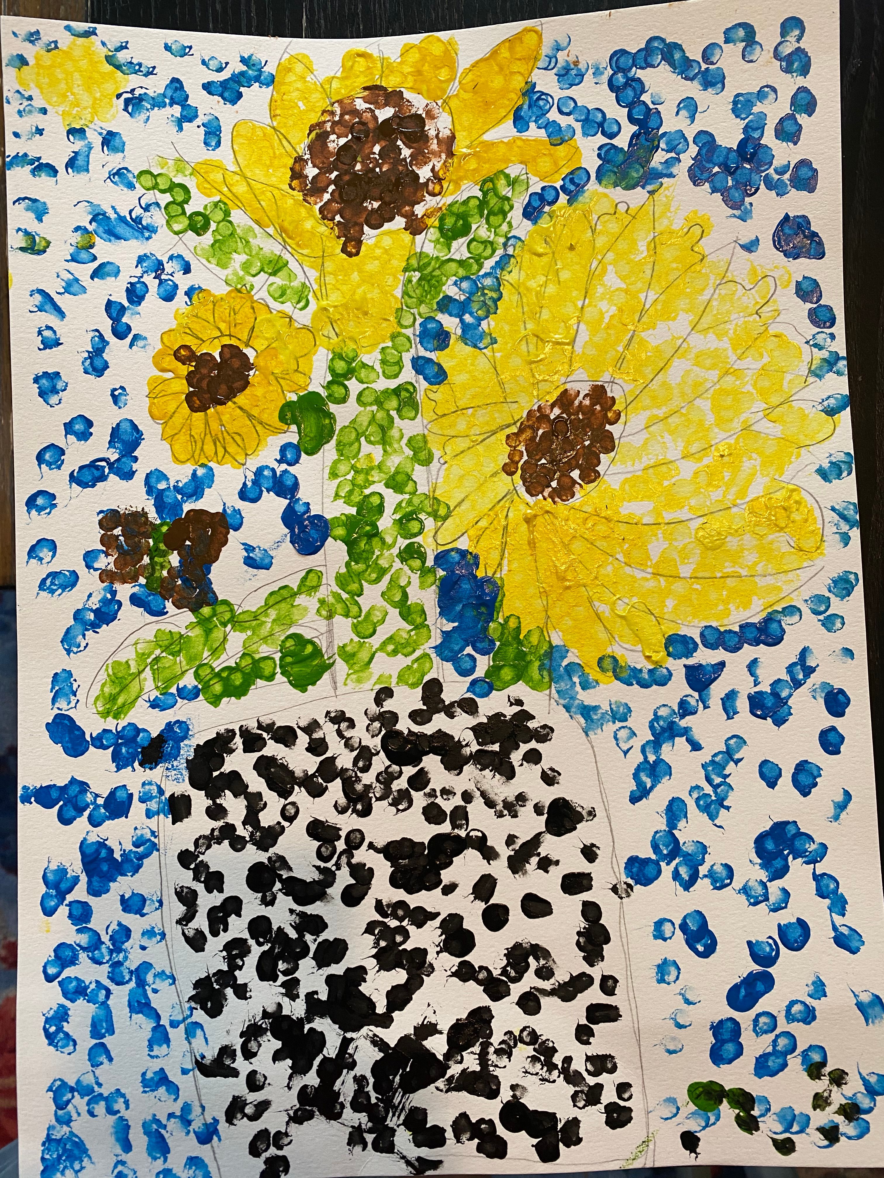 "Spot on" Sunflower Pointillism Painting or Drawing Inspired by George ...