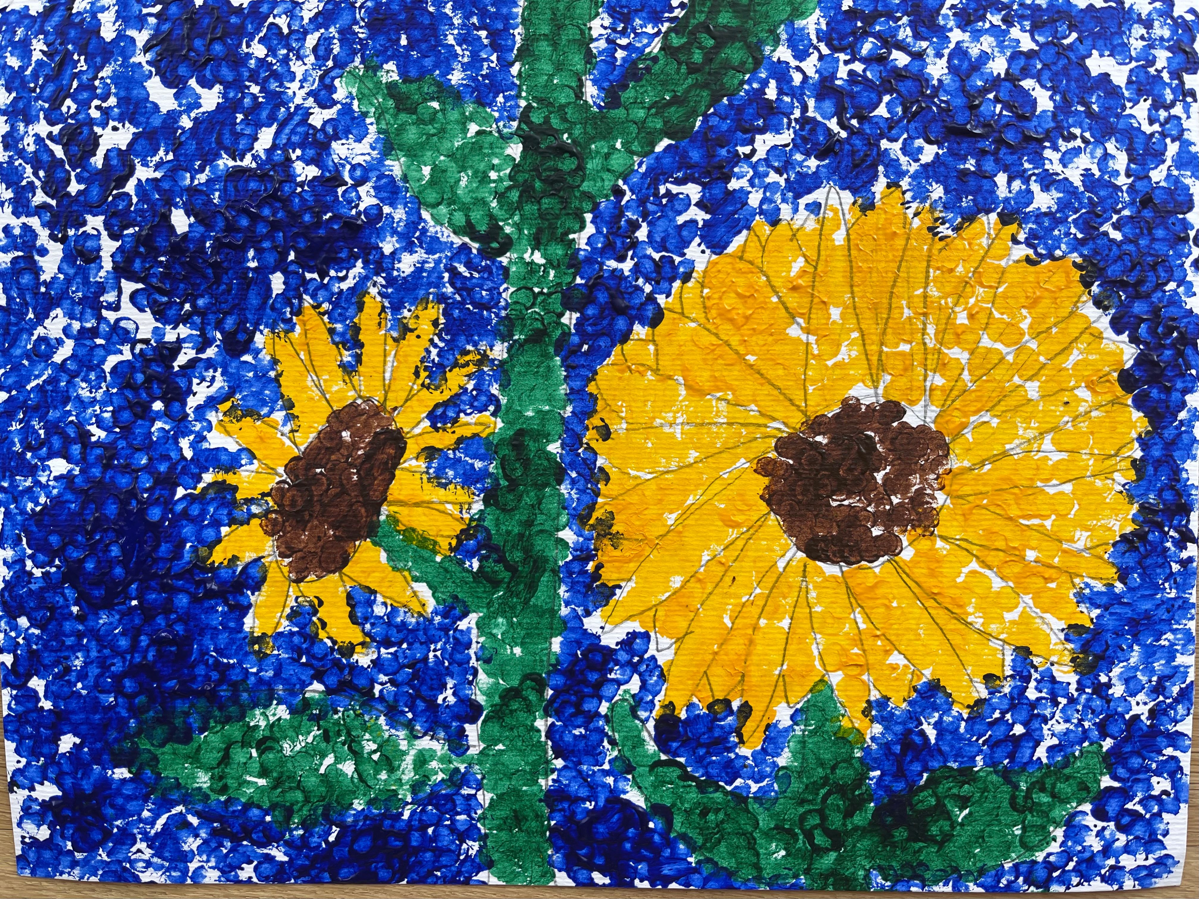 "Spot on" Sunflower Pointillism Painting or Drawing Inspired by George ...